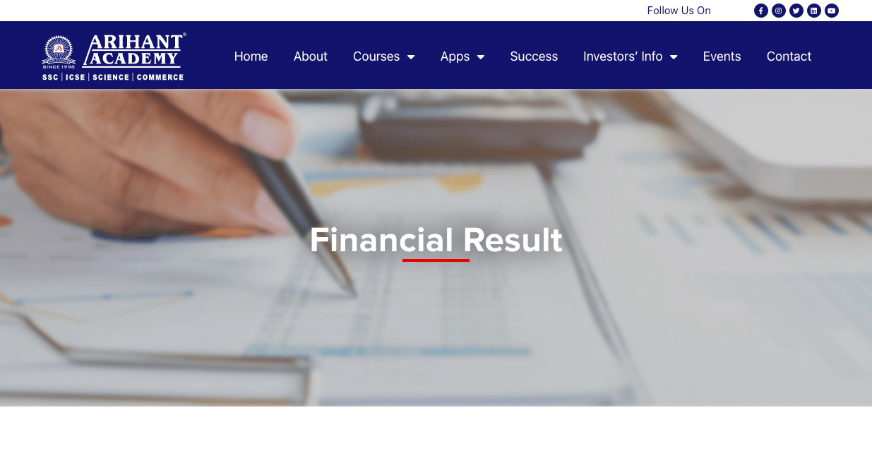 Financial Result - Arihant Academy